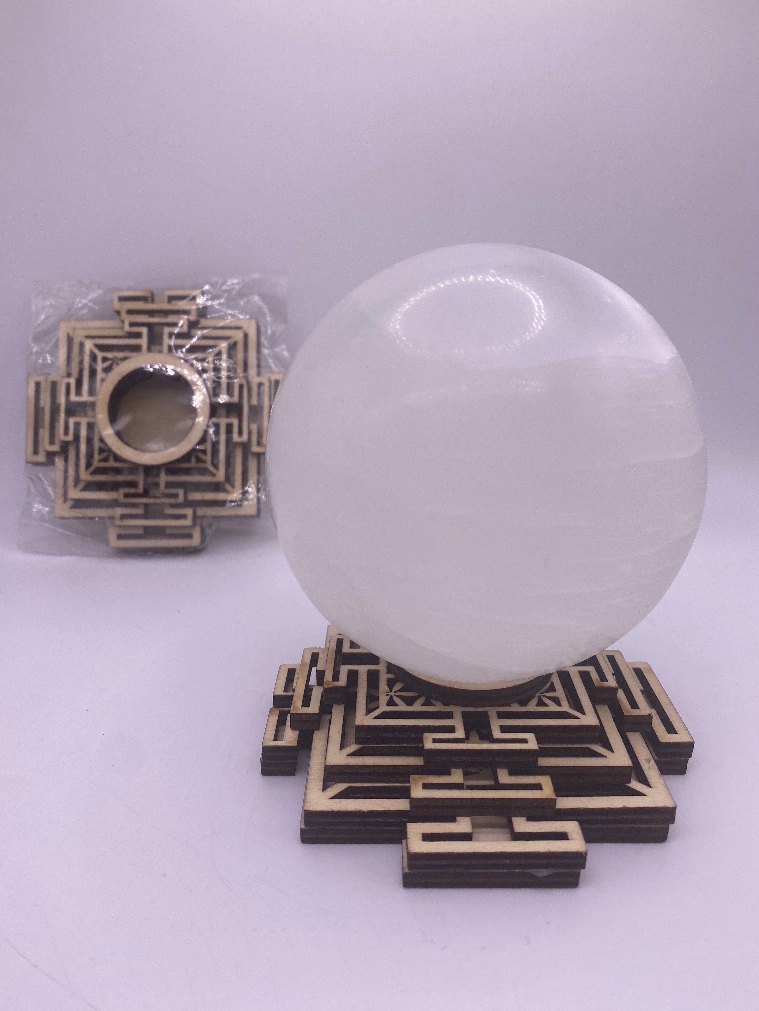 Wooden Sphere Stand Geometric | Pathmaven